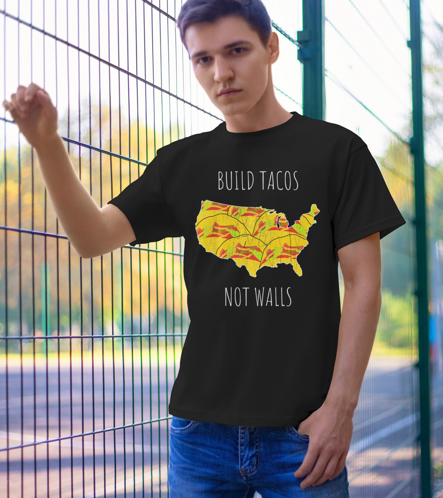 Build Tacos Not Walls USA Map T-Shirt