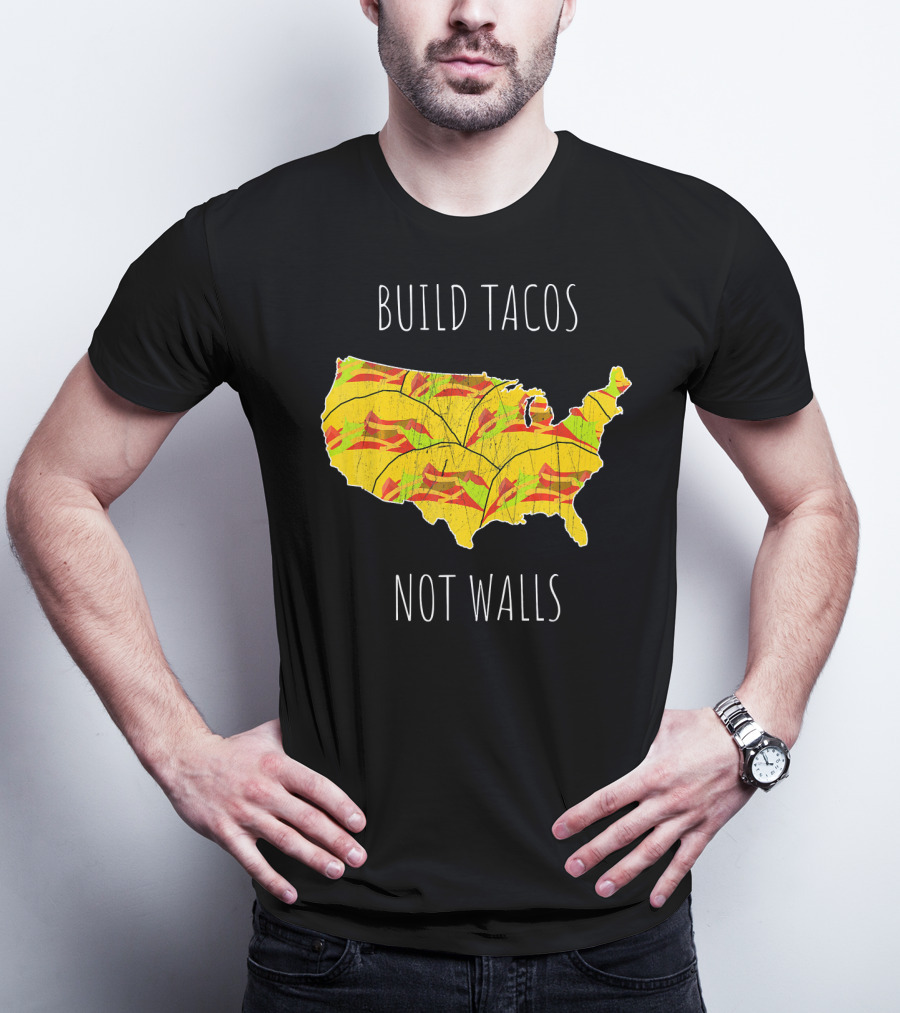 Build Tacos Not Walls USA Map T-Shirt
