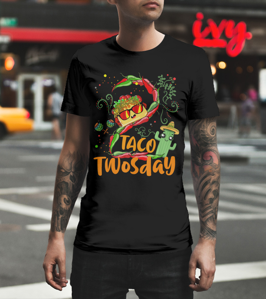 Taco Twosday 2nd Birthday Chili Hat Cactus Maracas T-Shirt