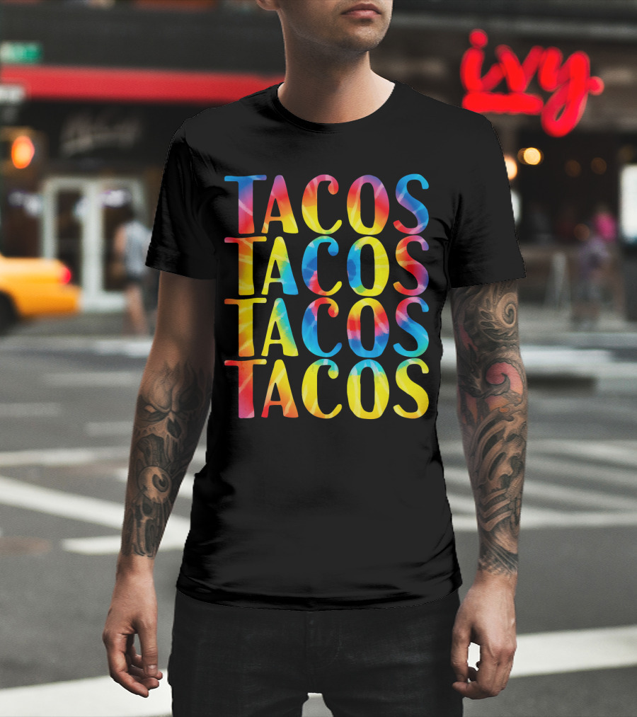 Tacos Tacos Tacos Tacos Retro Tie Dye Vintage T-Shirt