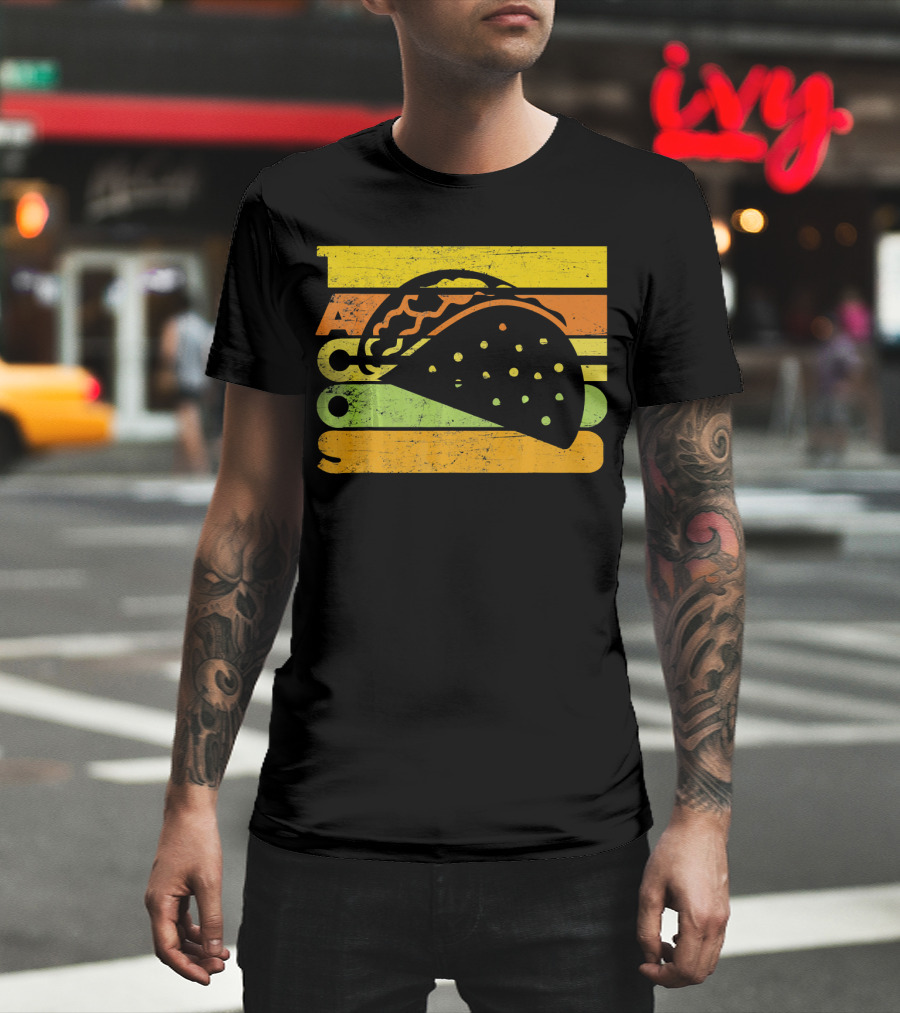 Vintage Retro Style Tacos Funny Ta Stripes Taco T-Shirt