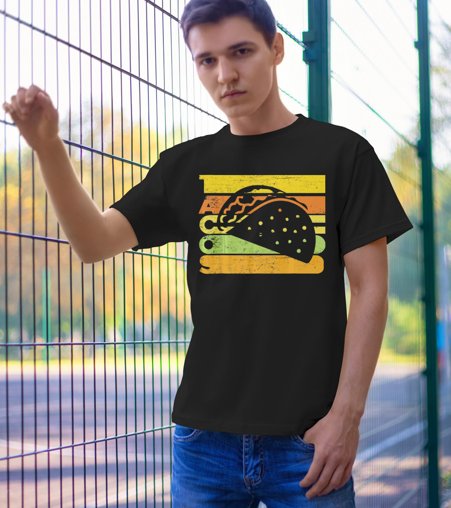 Vintage Retro Style Tacos Funny Ta Stripes Taco T-Shirt