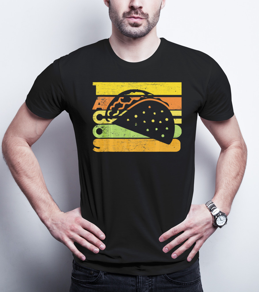 Vintage Retro Style Tacos Funny Ta Stripes Taco T-Shirt