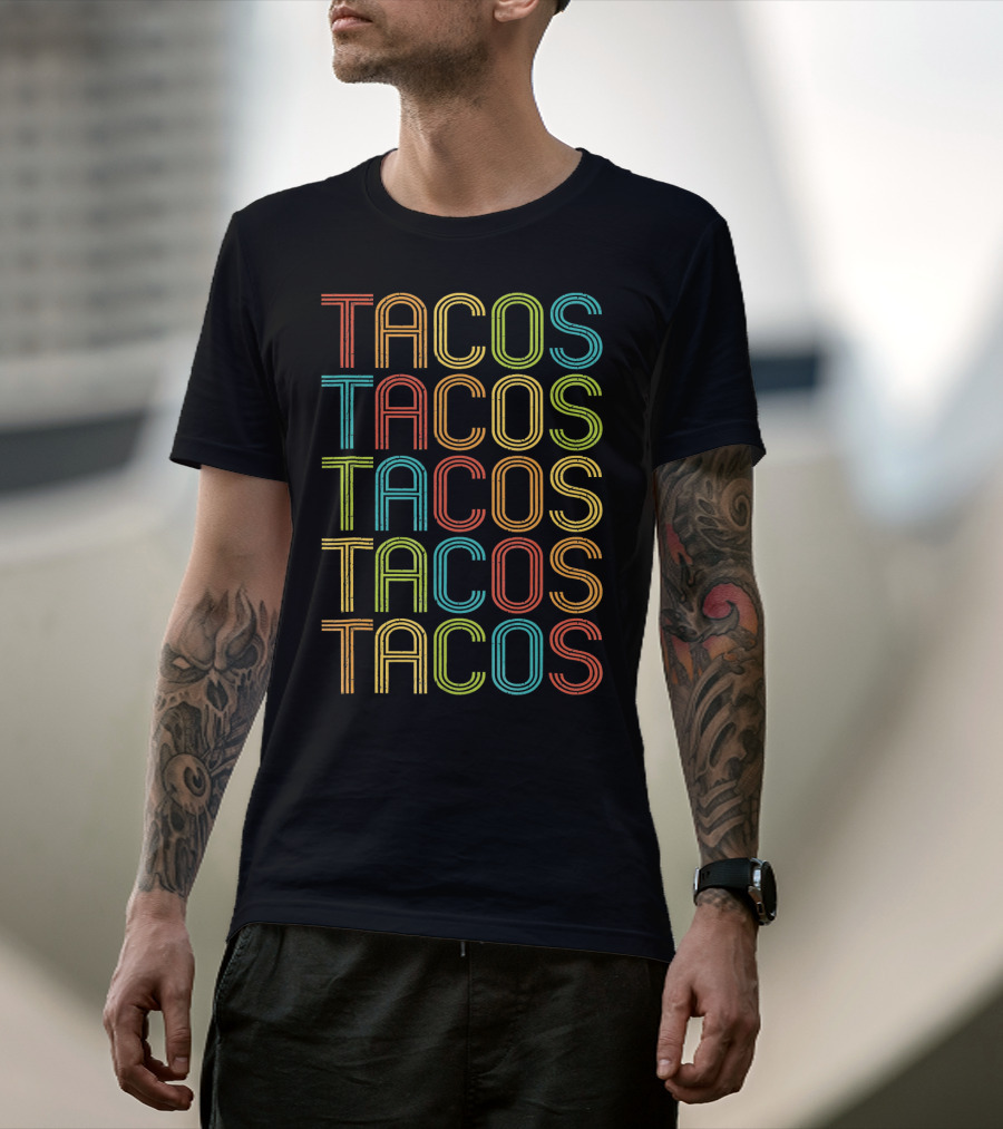 Vintage TACOS Rainbow Retro 70s T-Shirt
