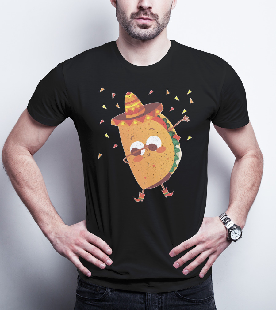 Funny Mexican Dabbing Taco Sombrero Party T-Shirt
