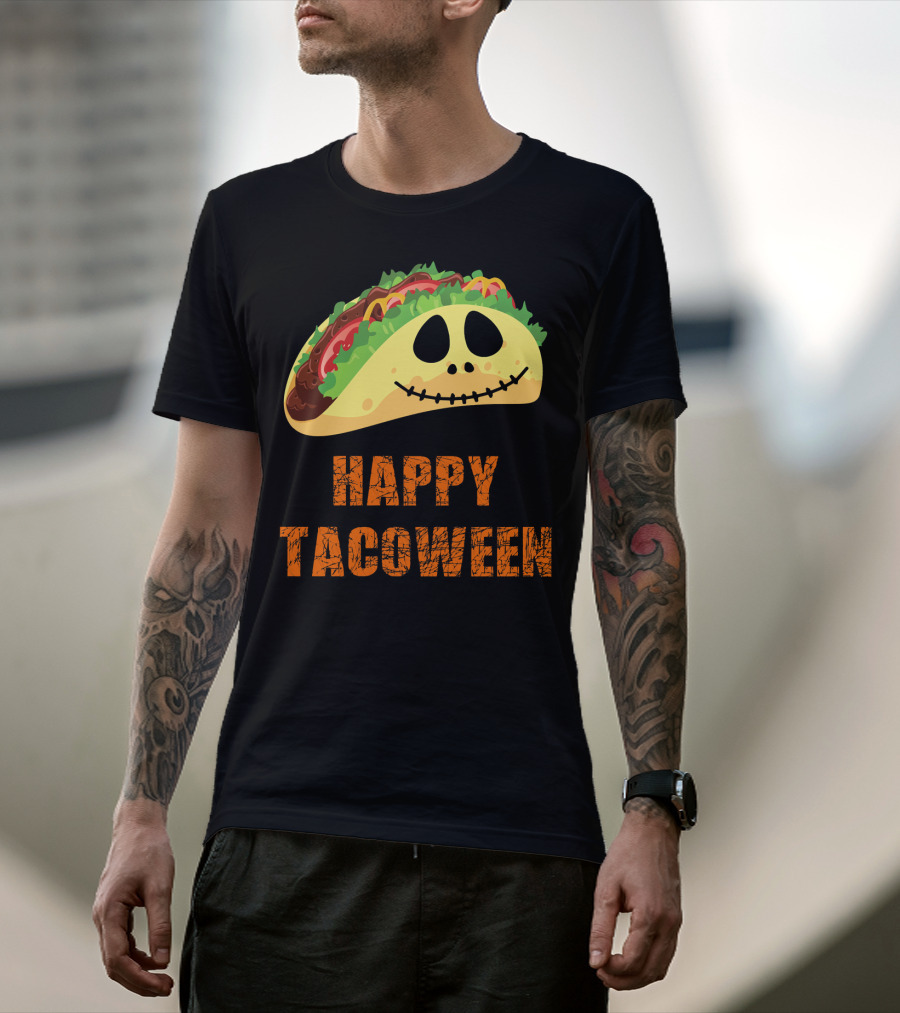 Happy Tacoween Halloween Taco Skeleton Face T-Shirt