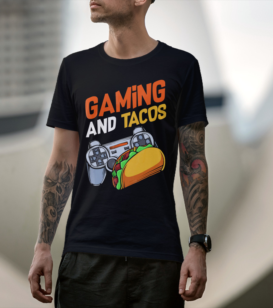 Gaming And Tacos Food Gaming Controller Fun T-Shirt
