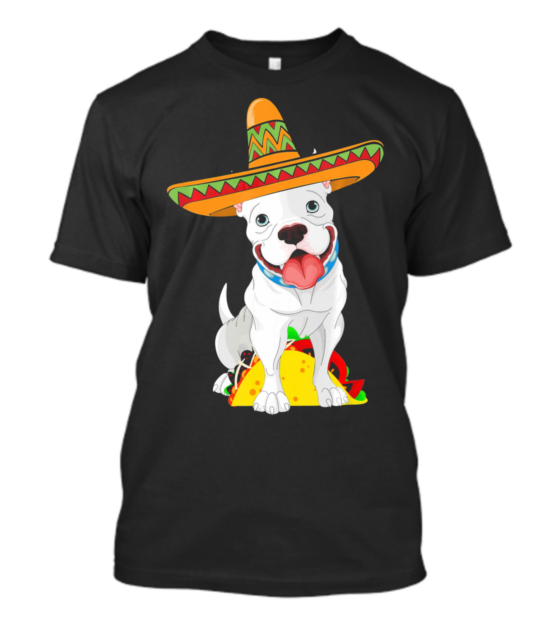 Cinco De Mayo Pitbull With Sombrero And Tacos T-Shirt
