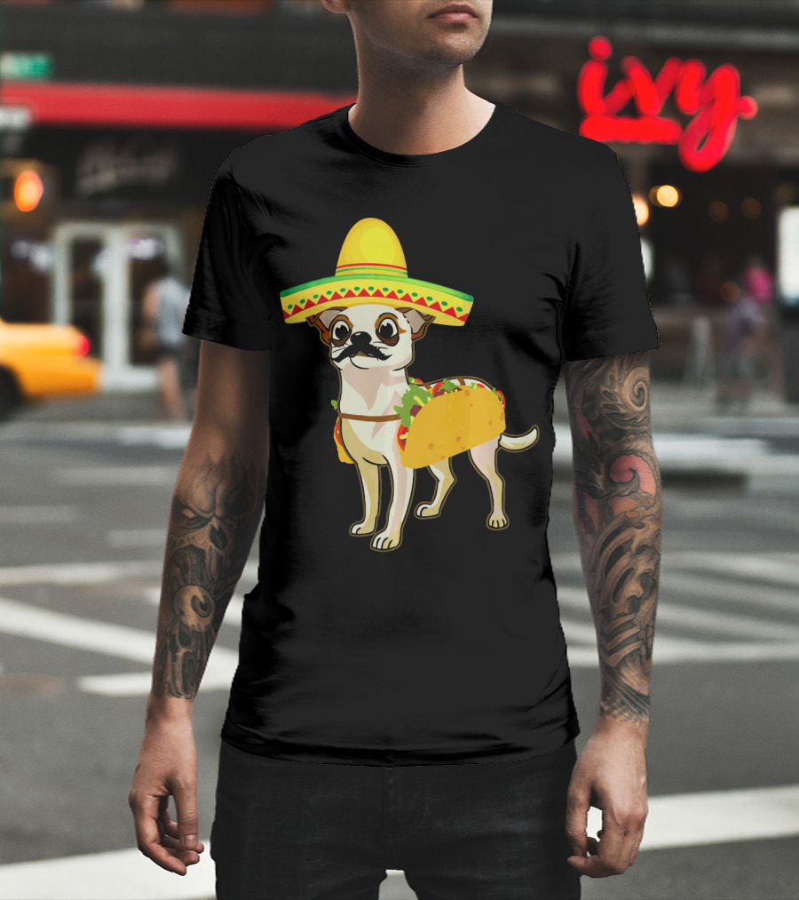 Funny Mexican Chihuahua Taco Cinco De Mayo T-Shirt