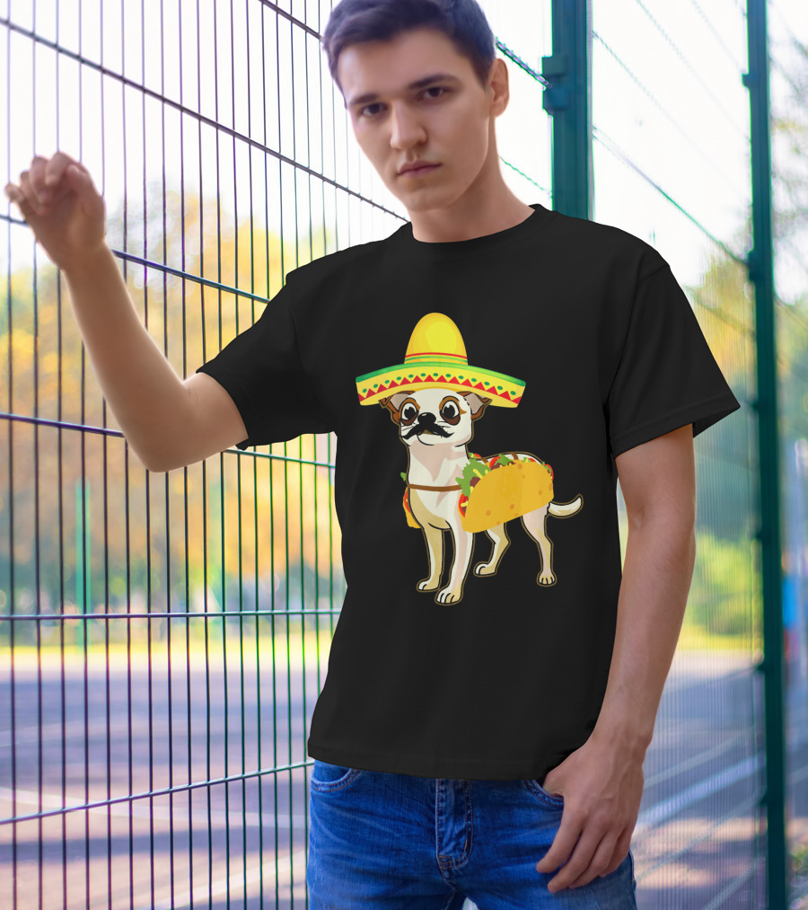 Funny Mexican Chihuahua Taco Cinco De Mayo T-Shirt