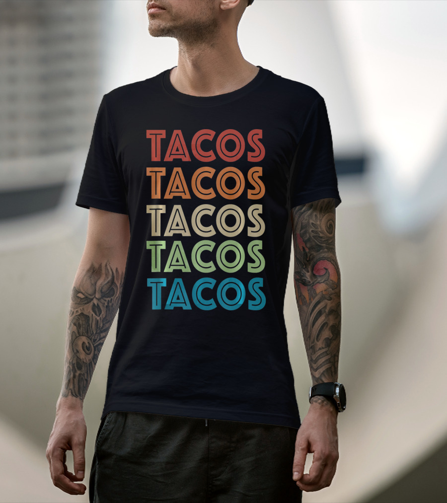 Vintage Tacos Cinco De Mayo Colorful Typography T-Shirt