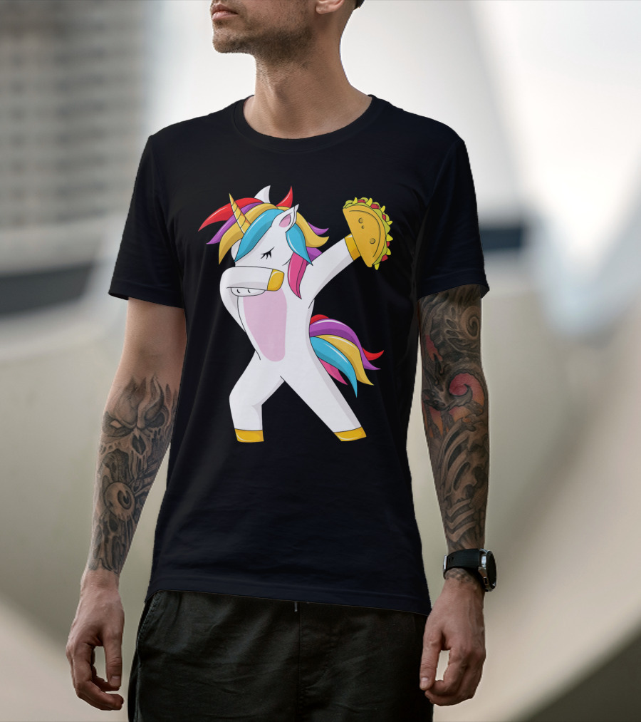 Taco Unicorn Dabbing Dab Funny Cinco De Mayo Rainbow T-Shirt