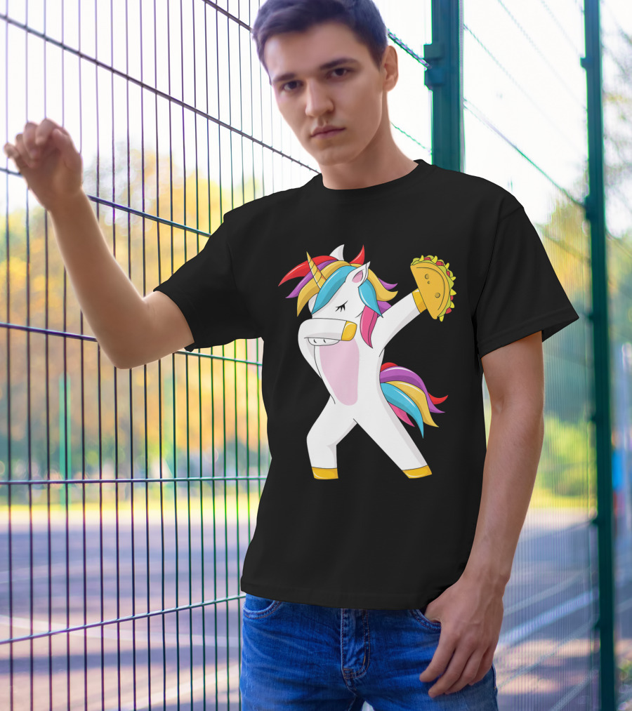 Taco Unicorn Dabbing Dab Funny Cinco De Mayo Rainbow T-Shirt