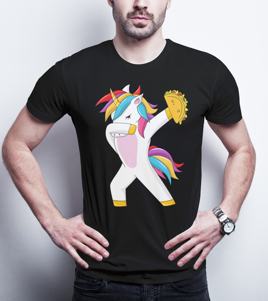 Taco Unicorn Dabbing Dab Funny Cinco De Mayo Rainbow T-Shirt