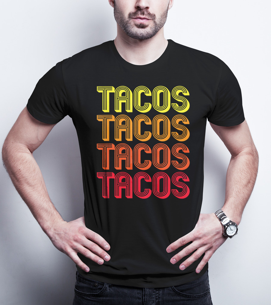 Vintage Tacos Guac Matching Set Funny Co Repeated Text Bold Gradient T-Shirt