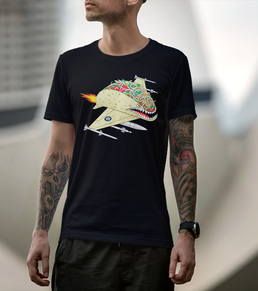 Taco Fighter Jet Air Force Military Shark T-Shirt