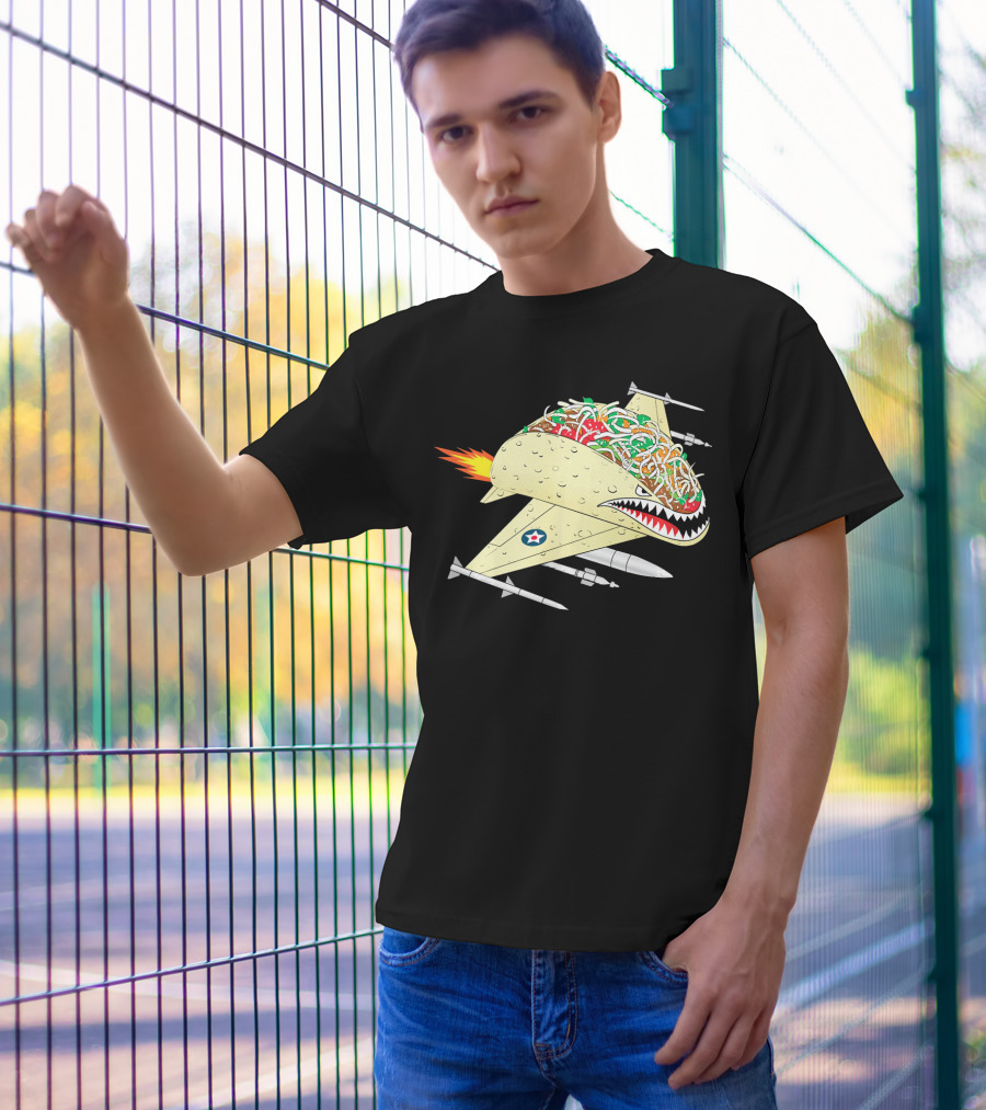 Taco Fighter Jet Air Force Military Shark T-Shirt
