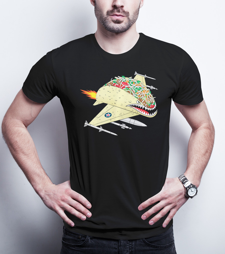 Taco Fighter Jet Air Force Military Shark T-Shirt