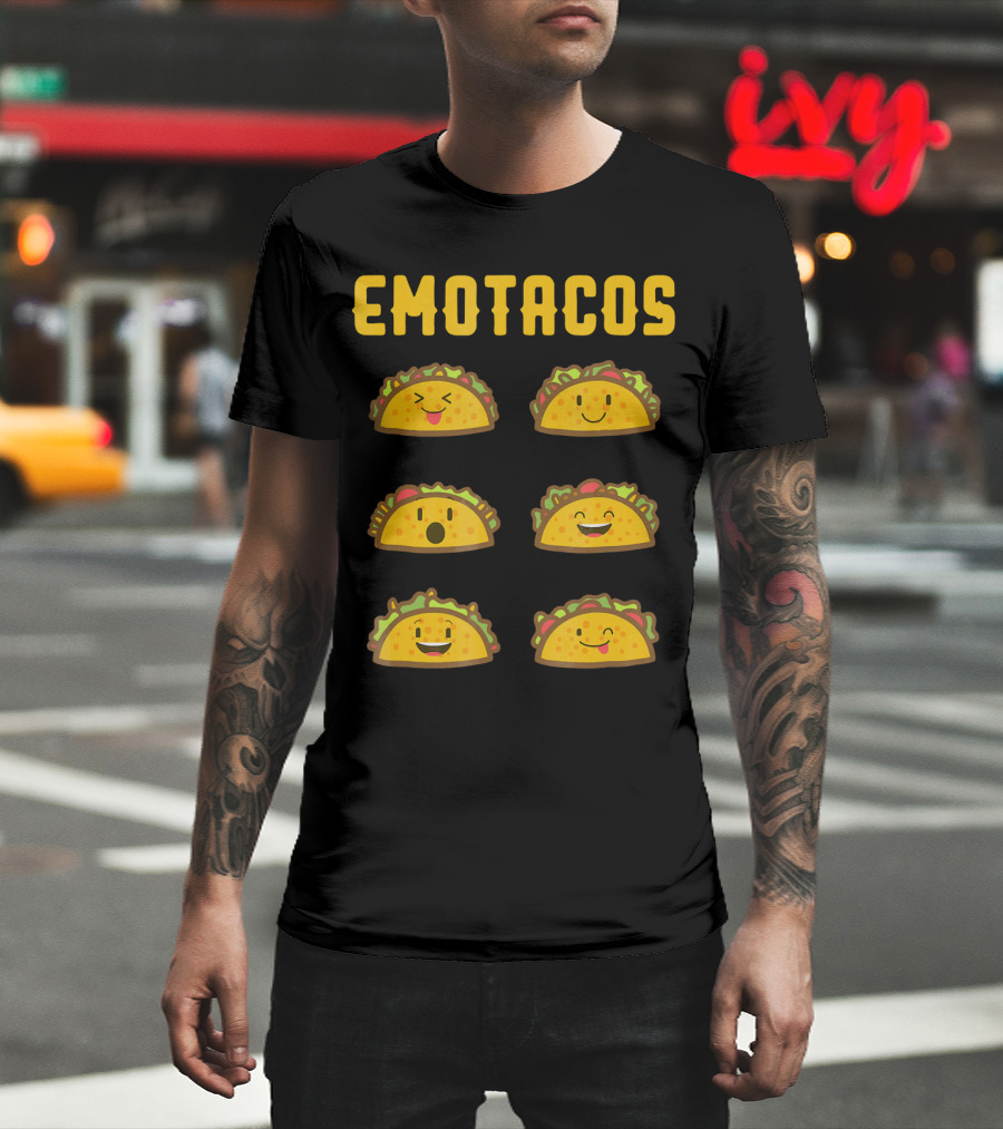 EMOTACOS Funny Mexican Tacos Emoticon Faces T-Shirt