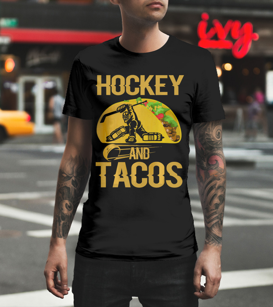 Hockey Taco Enthusiast With Skating Player And Vibrant Filling T-Shirt