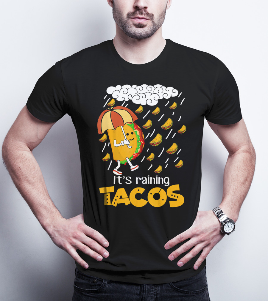 It's Raining Tacos Playful Cartoon Fun T-Shirt