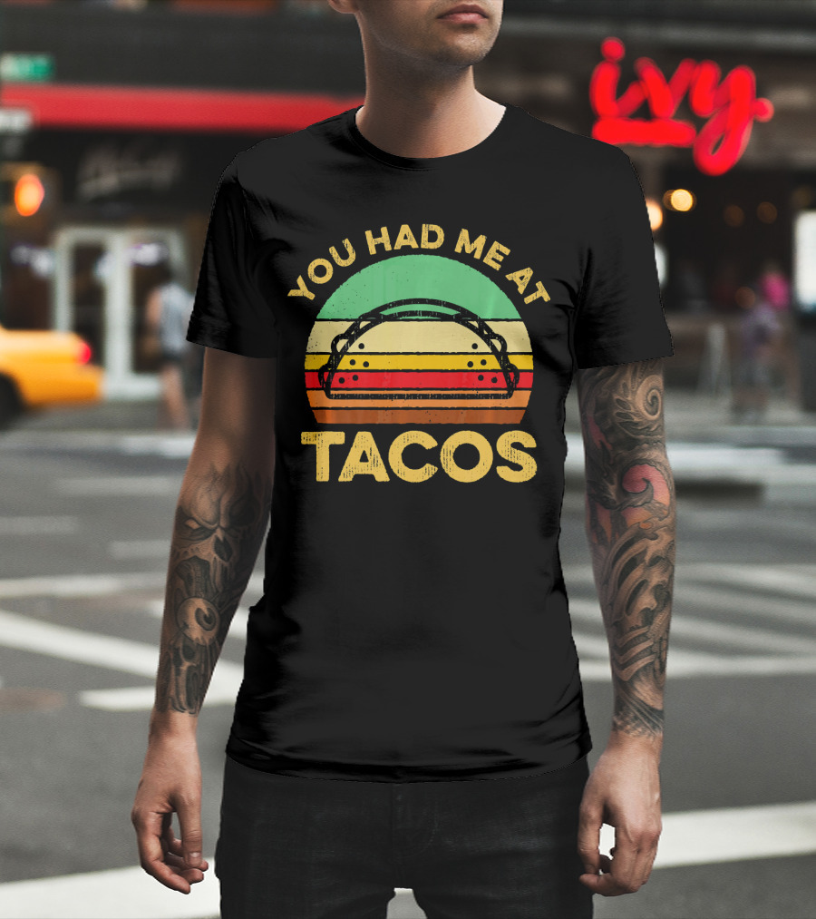 You Had Me At Tacos Retro Vintage Sunset Taco T-Shirt