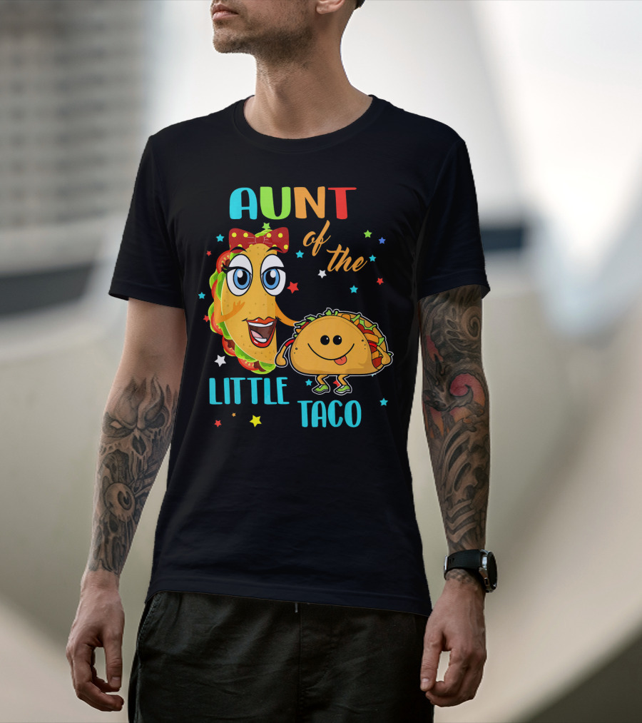 Aunt Of The Little Taco Funny Colorful Cartoon T-Shirt