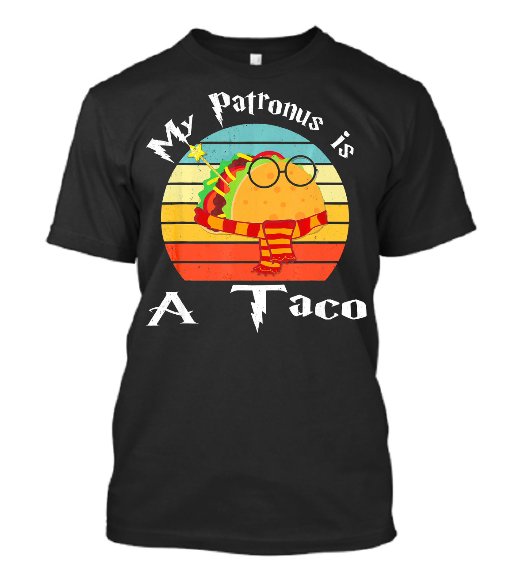 My Patronus Is A Taco Vintage Retro Rainbow Wizardry Fiesta T-Shirt