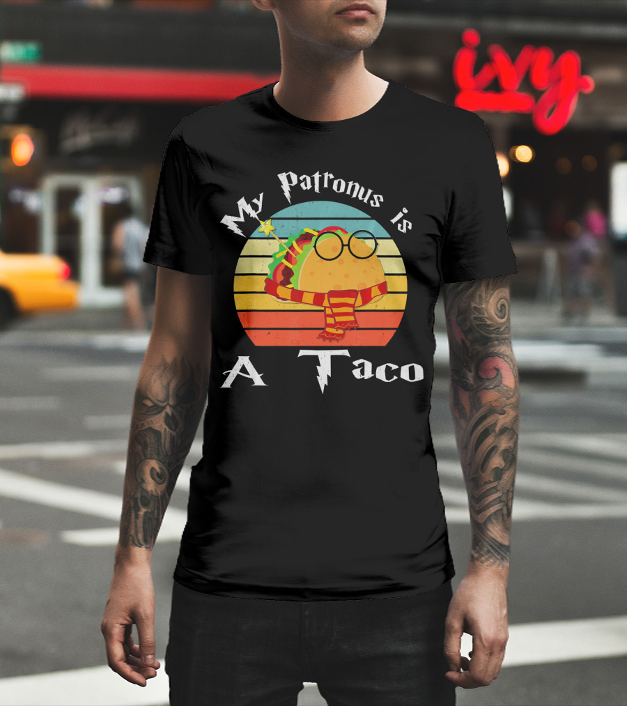 My Patronus Is A Taco Vintage Retro Rainbow Wizardry Fiesta T-Shirt