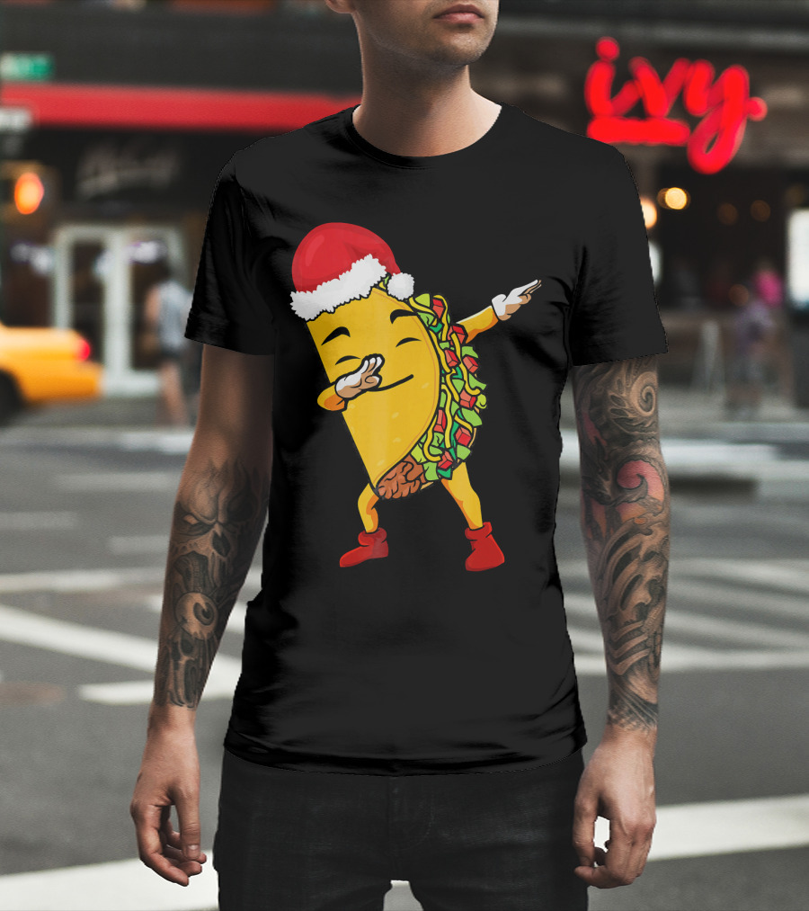 Funny Taco Santa Dabbing Christmas Matcher T-Shirt