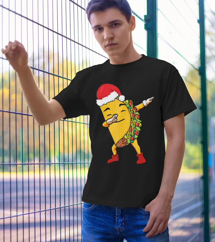 Funny Taco Santa Dabbing Christmas Matcher T-Shirt
