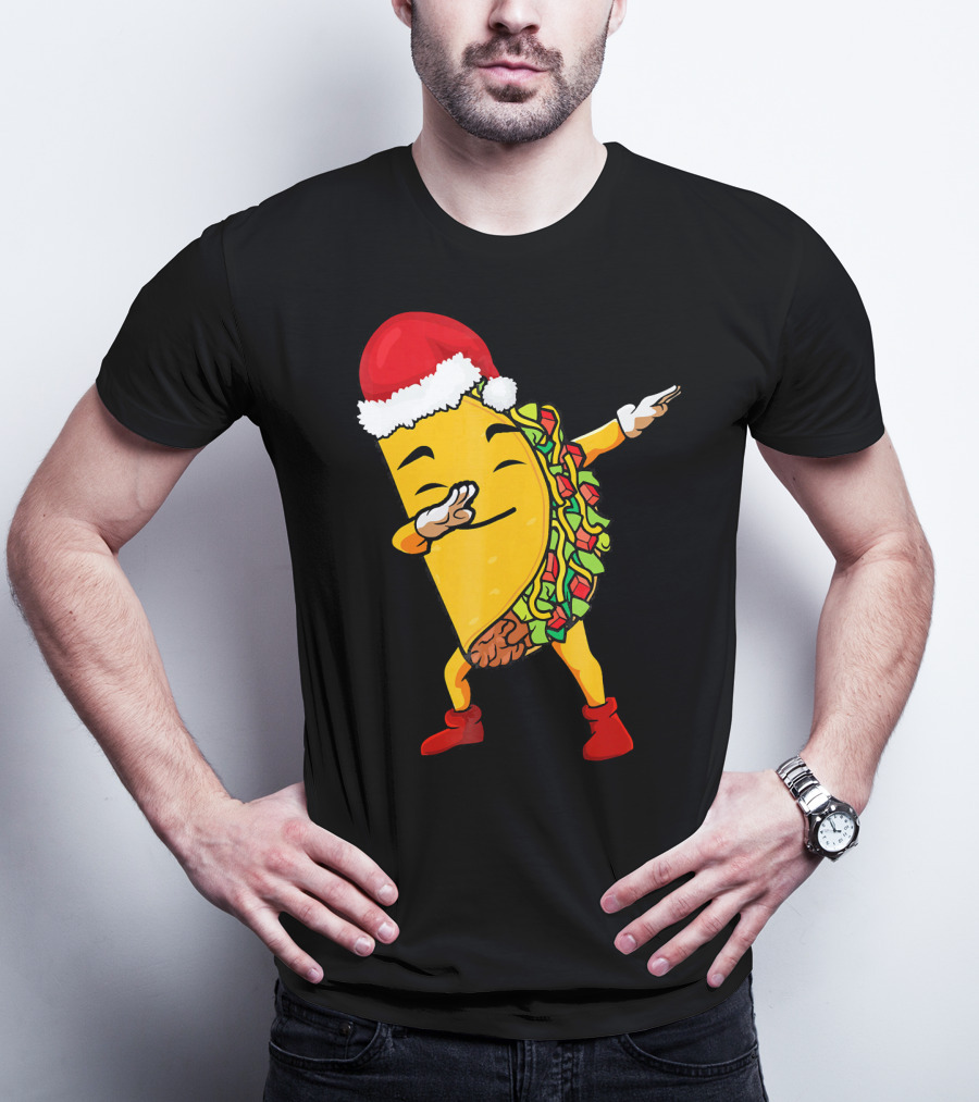 Funny Taco Santa Dabbing Christmas Matcher T-Shirt