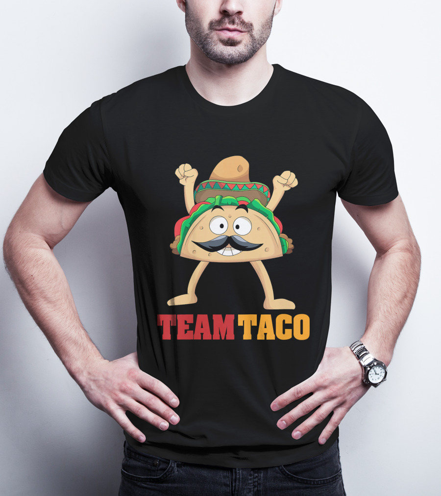Team Taco Cartoon Mustache Sombrero Enthusiastic T-Shirt