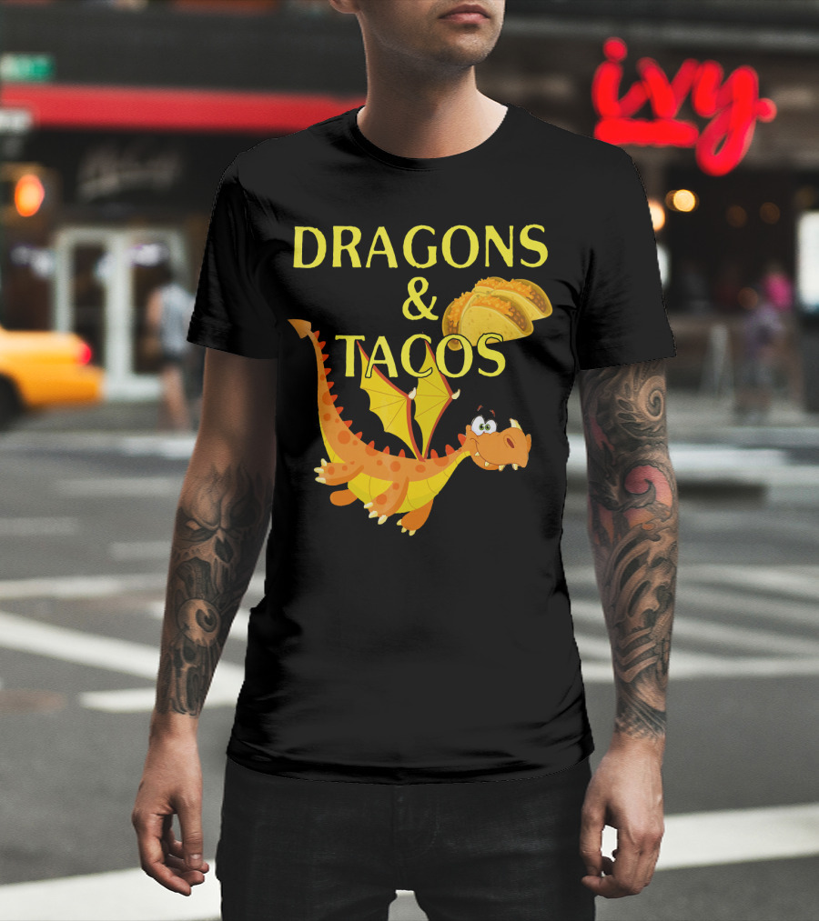 Dragons And Tacos Funny Fantas T-Shirt