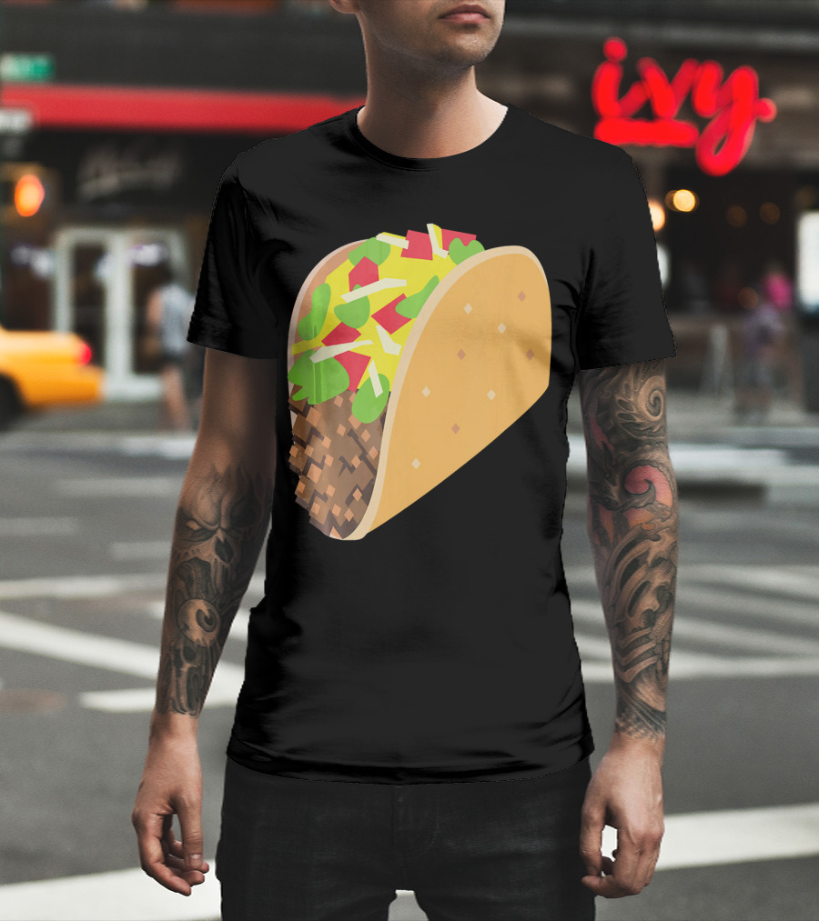 Emoji Taco Tuesday Mexican Tex Mex Torti Pixelated T-Shirt