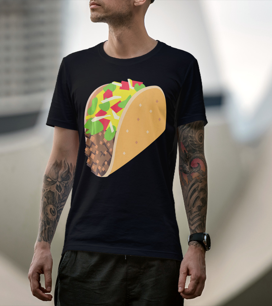 Emoji Taco Tuesday Mexican Tex Mex Torti Pixelated T-Shirt