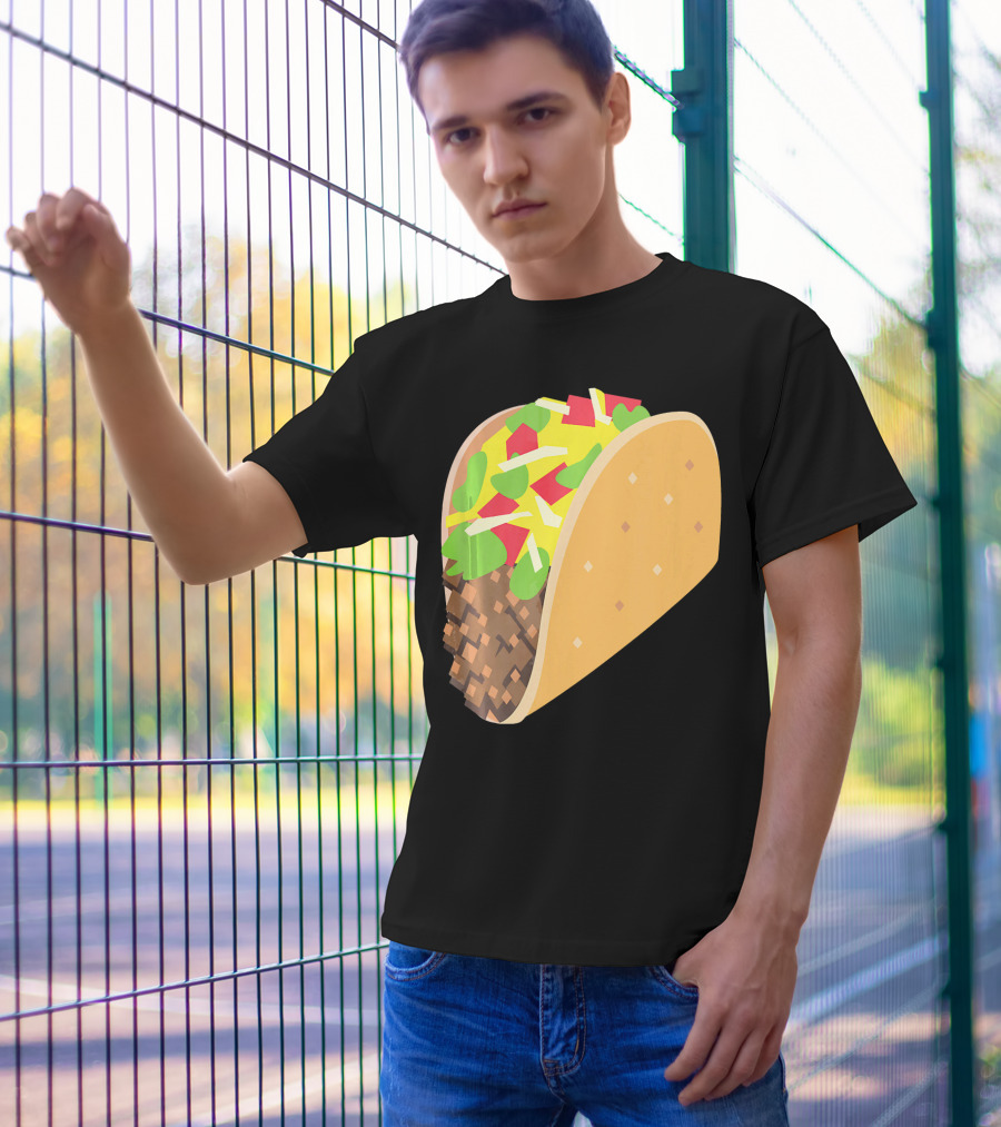 Emoji Taco Tuesday Mexican Tex Mex Torti Pixelated T-Shirt
