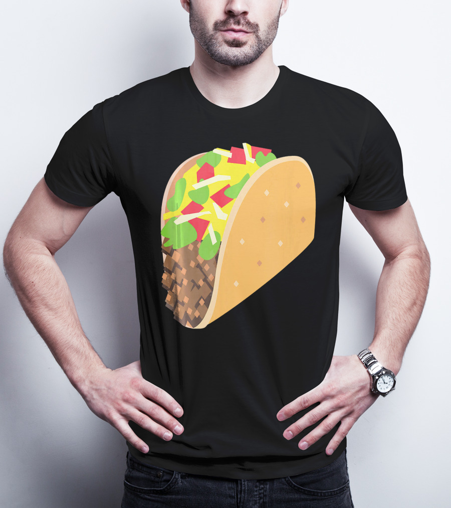 Emoji Taco Tuesday Mexican Tex Mex Torti Pixelated T-Shirt