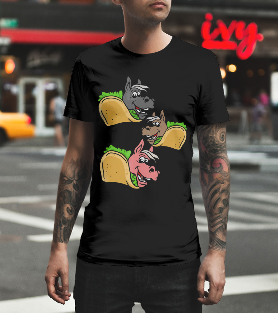 Horses And Tacos Trio Fun Faces T-Shirt