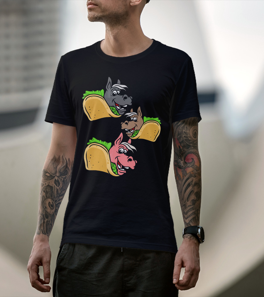Horses And Tacos Trio Fun Faces T-Shirt