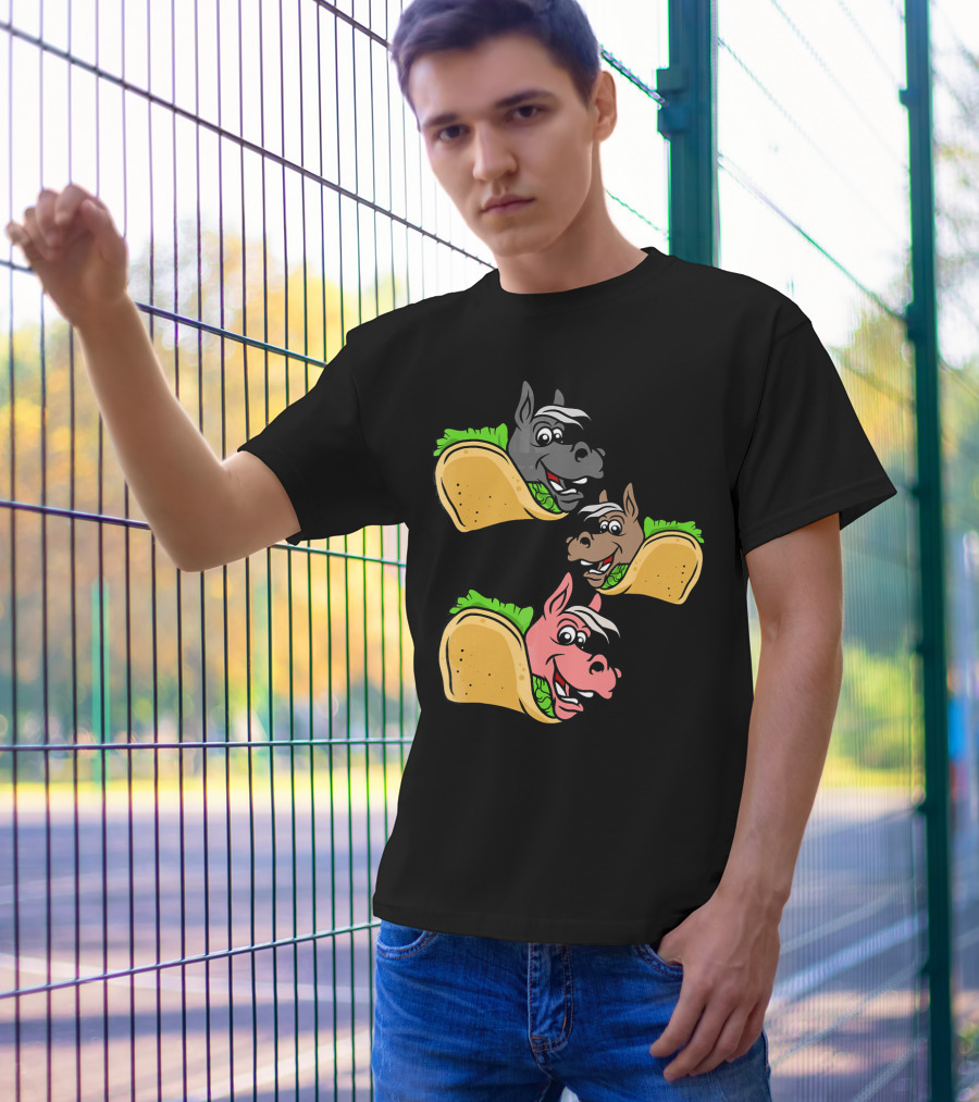 Horses And Tacos Trio Fun Faces T-Shirt