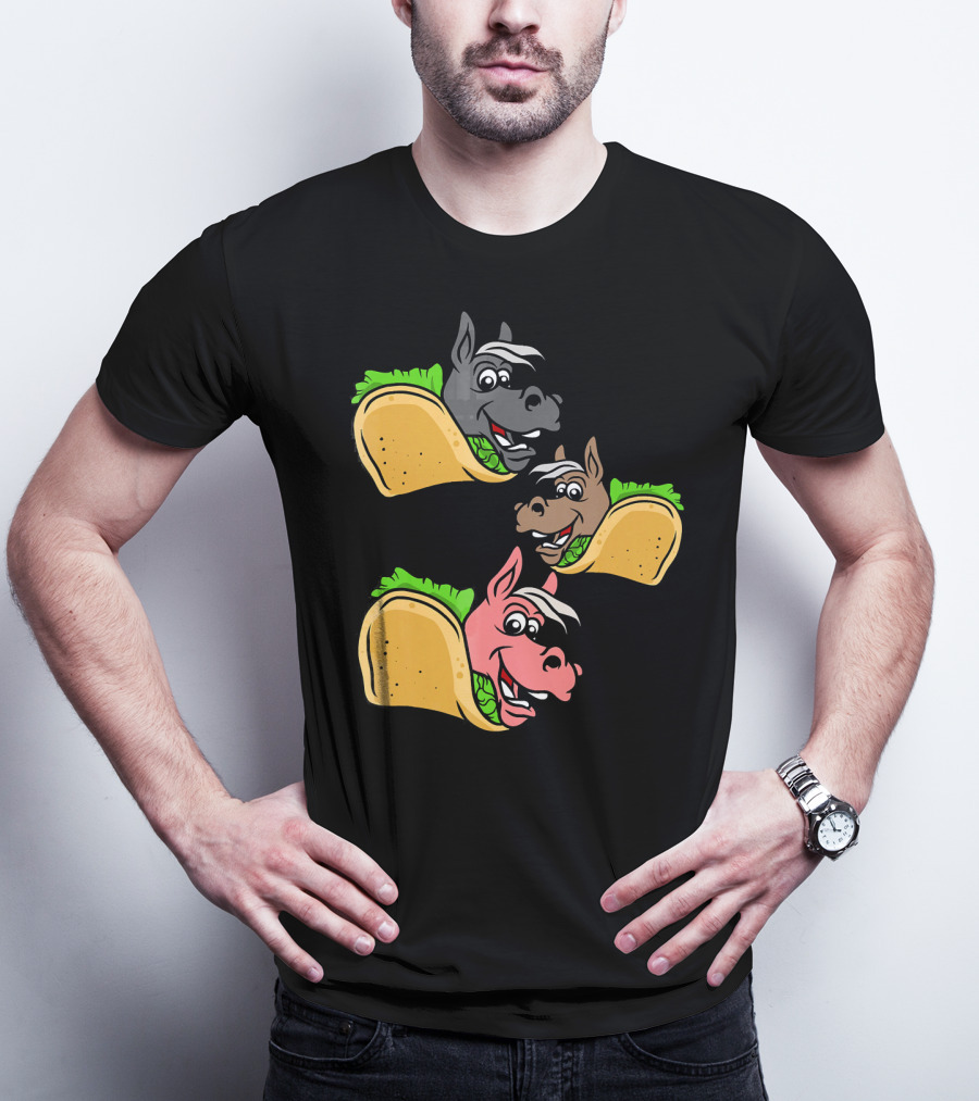Horses And Tacos Trio Fun Faces T-Shirt