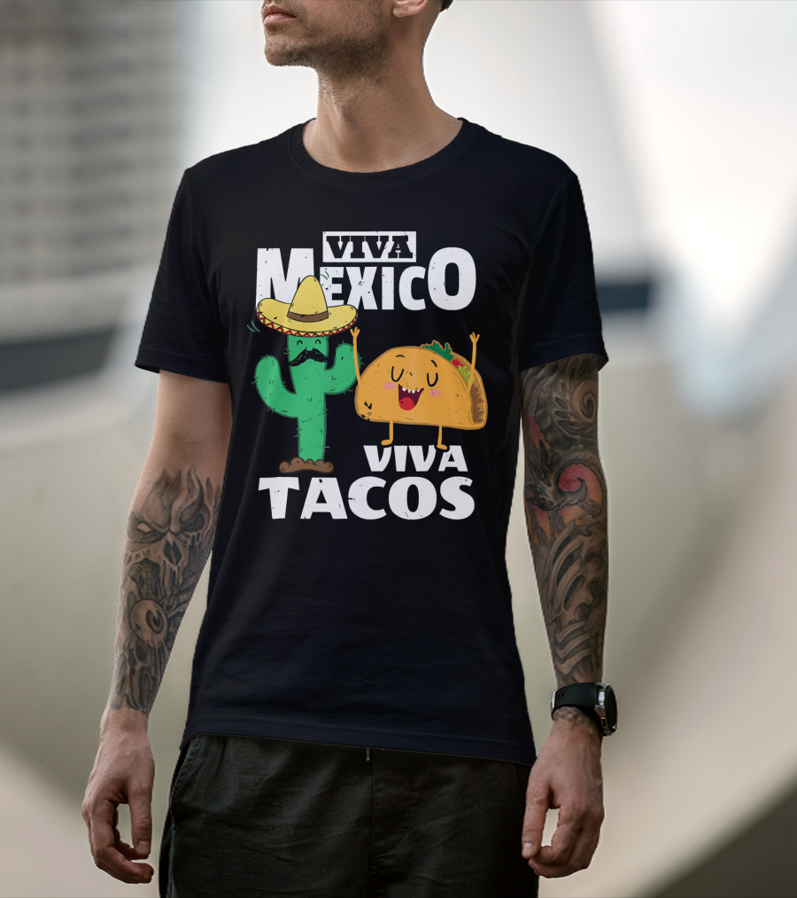 Viva Mexico Viva Tacos Cactus Sombrero T-Shirt