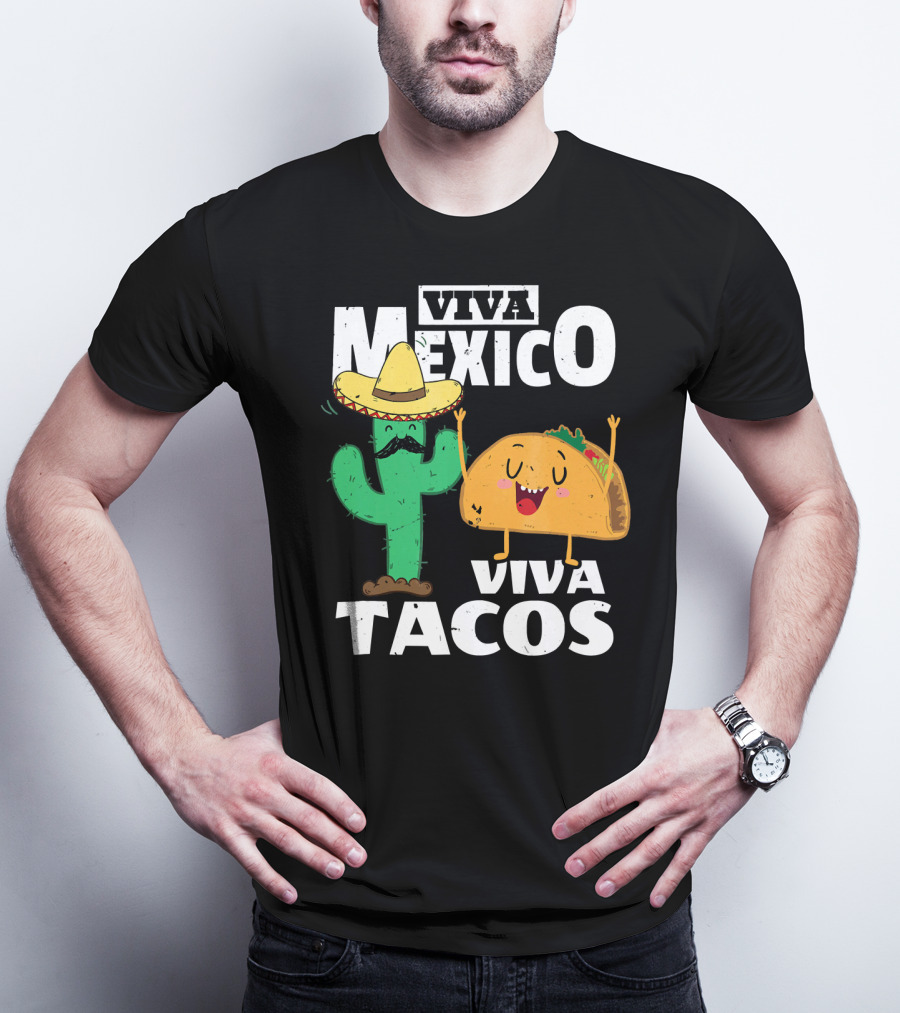 Viva Mexico Viva Tacos Cactus Sombrero T-Shirt