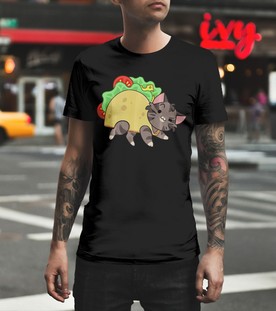 Hard Shell Tacos Cat With Lettuce And Tomato T-Shirt