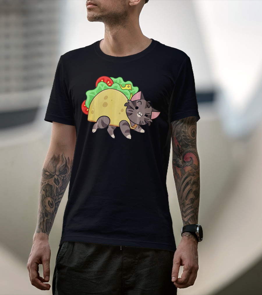 Hard Shell Tacos Cat With Lettuce And Tomato T-Shirt