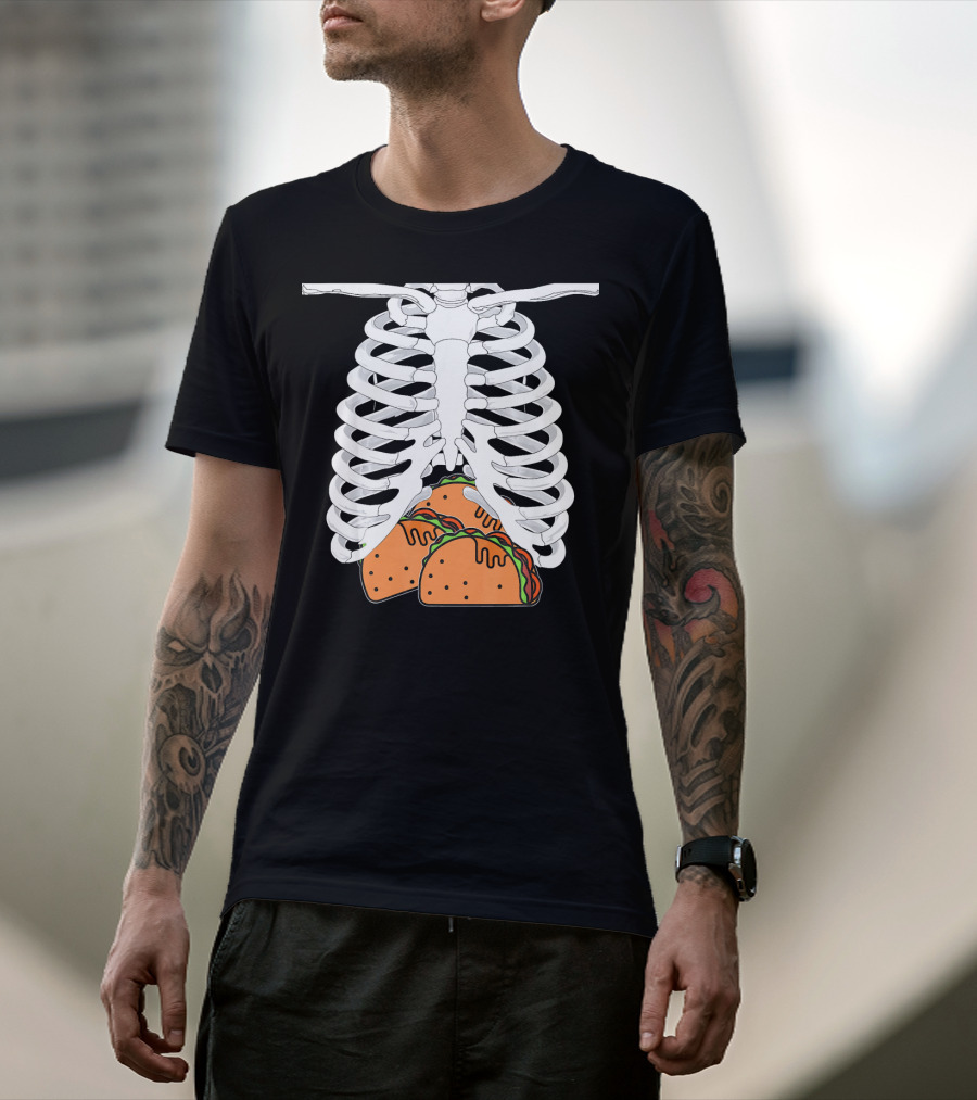 Halloween Taco Lover Skeleton Rib Cage Food Humor T-Shirt