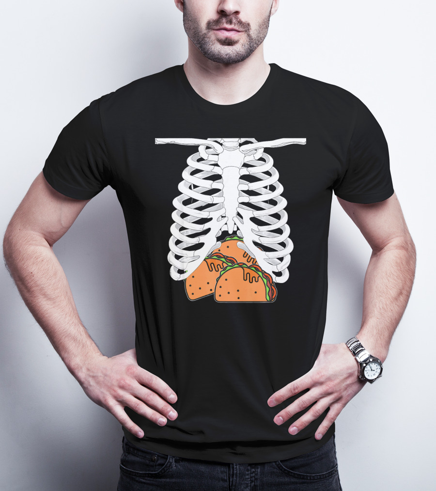 Halloween Taco Lover Skeleton Rib Cage Food Humor T-Shirt