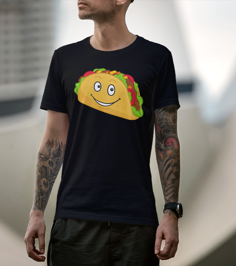 Happy Taco Snack Emoticon Face T-Shirt