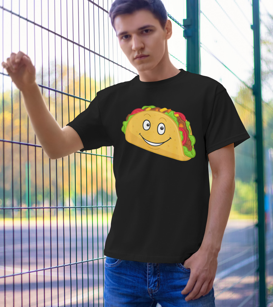 Happy Taco Snack Emoticon Face T-Shirt